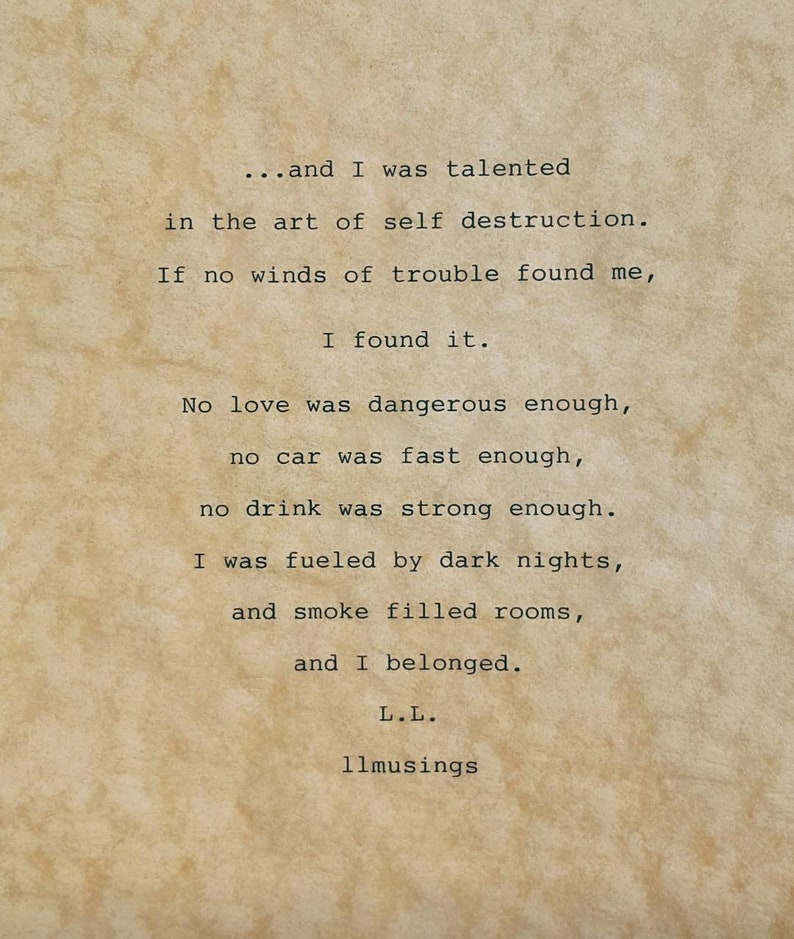 I Was Talented in the Art of Destruction/poem by L.L. | Etsy