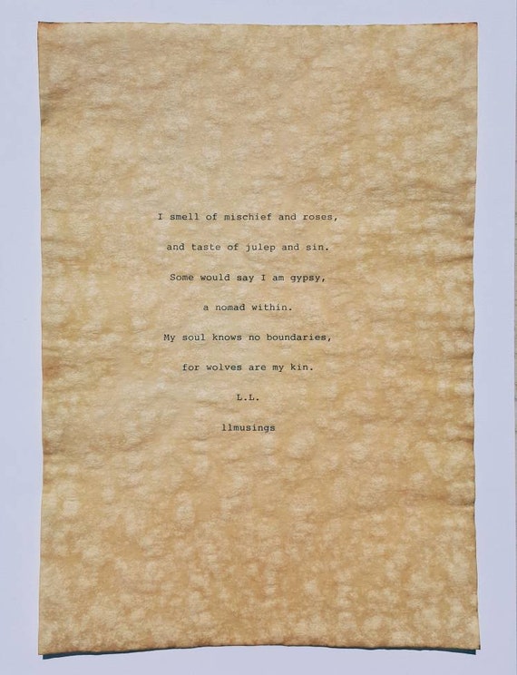 I Smell of Mischief and Rose-poem by L.L. llmusings Hand - Etsy