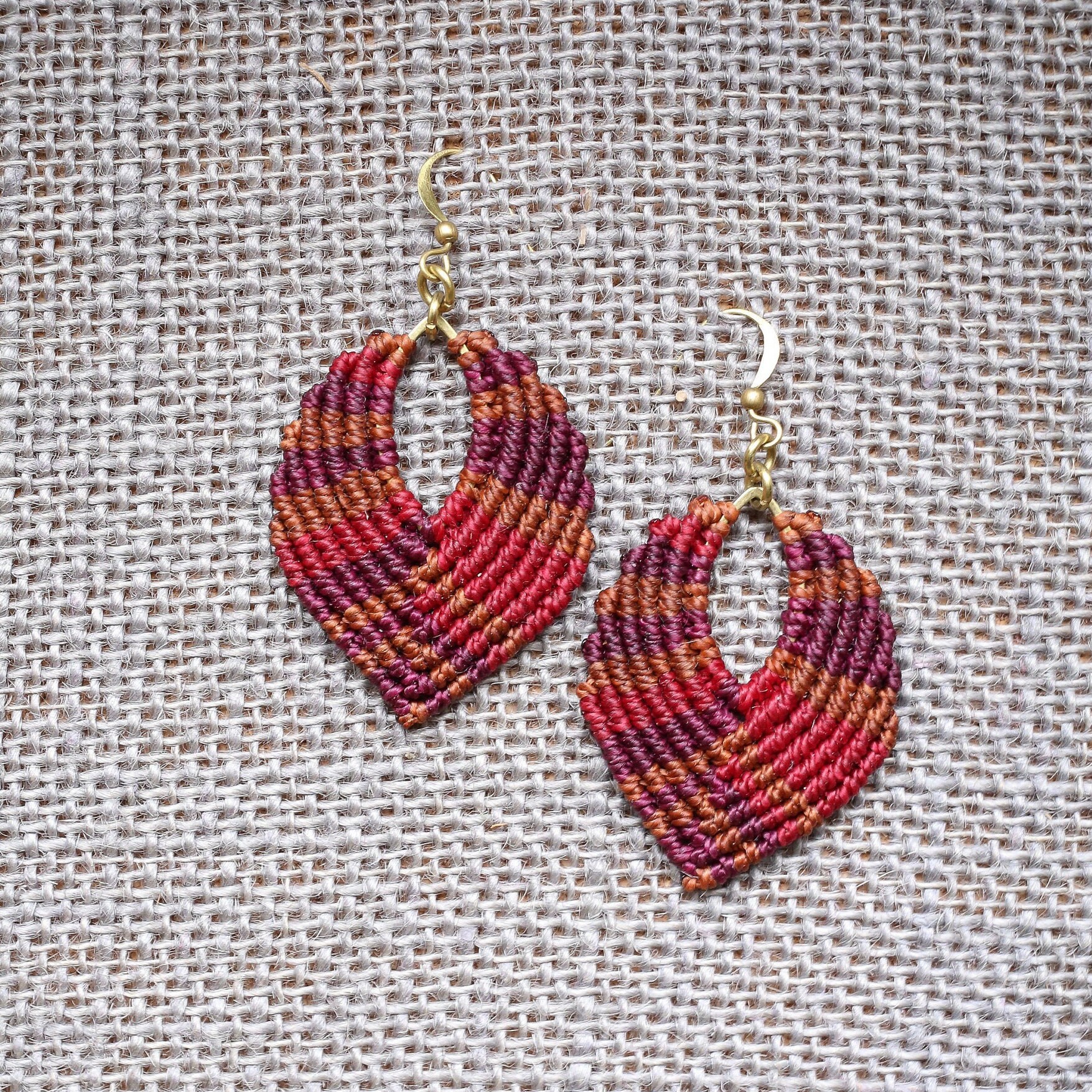Micro Macrame Leaf Earrings, Handmade, Boho, Chic, Statement Earrings ...
