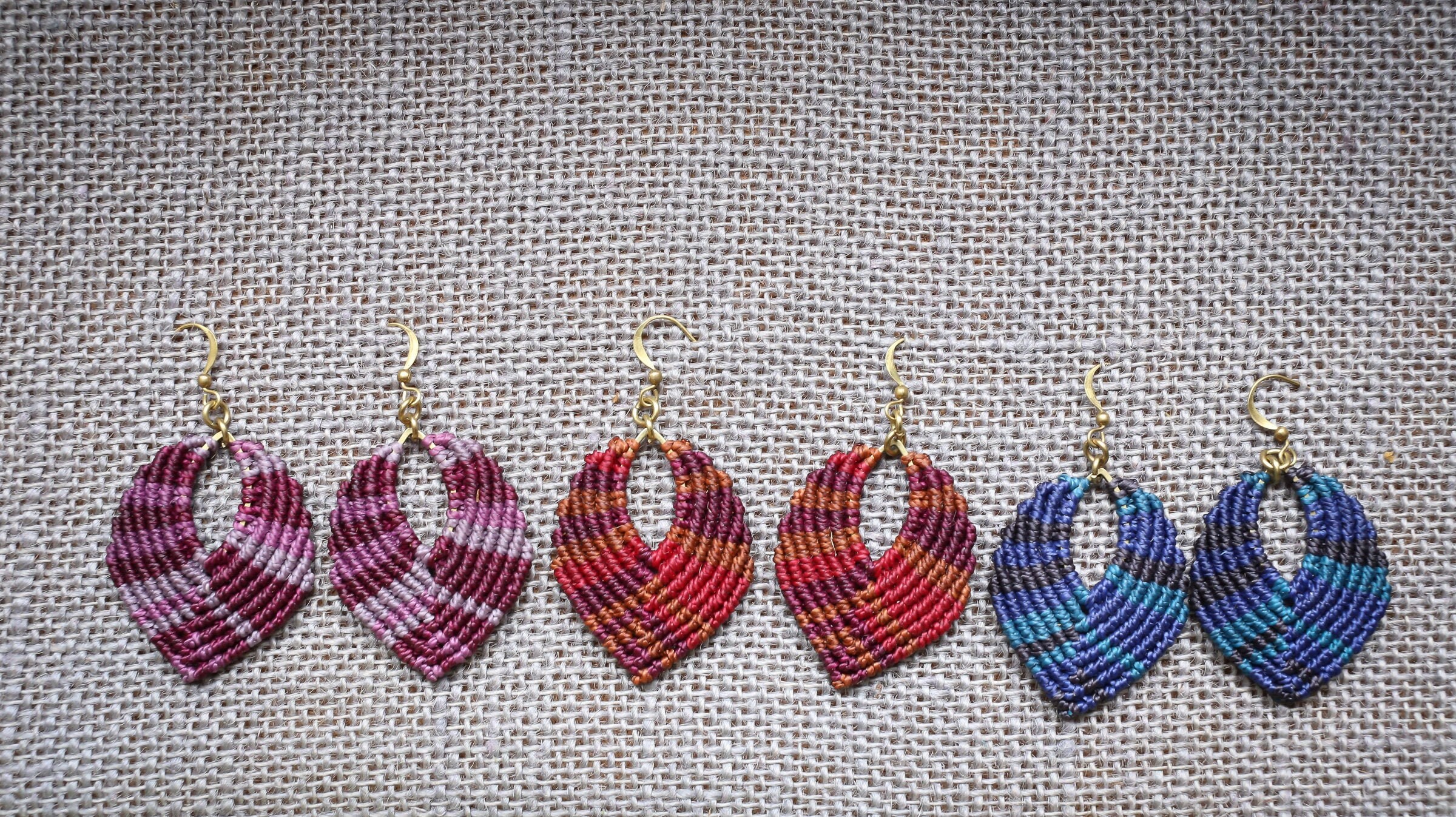 Micro Macrame Leaf Earrings, Handmade, Boho, Chic, Statement Earrings ...