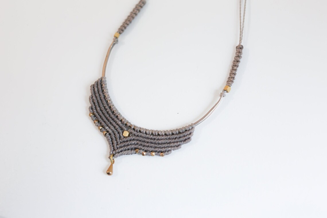 Handmade Micro MACRAME Necklace ADJUSTABLE Length Brass - Etsy