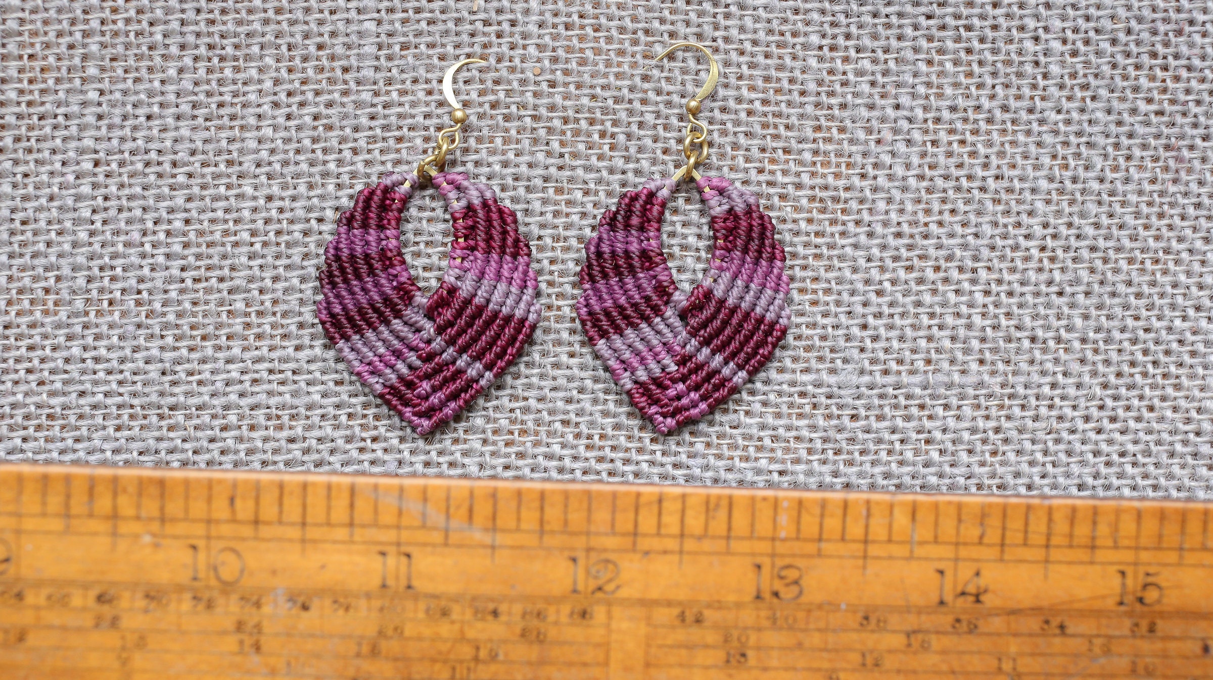 Micro Macrame Leaf Earrings, Handmade, Boho, Chic, Statement Earrings ...