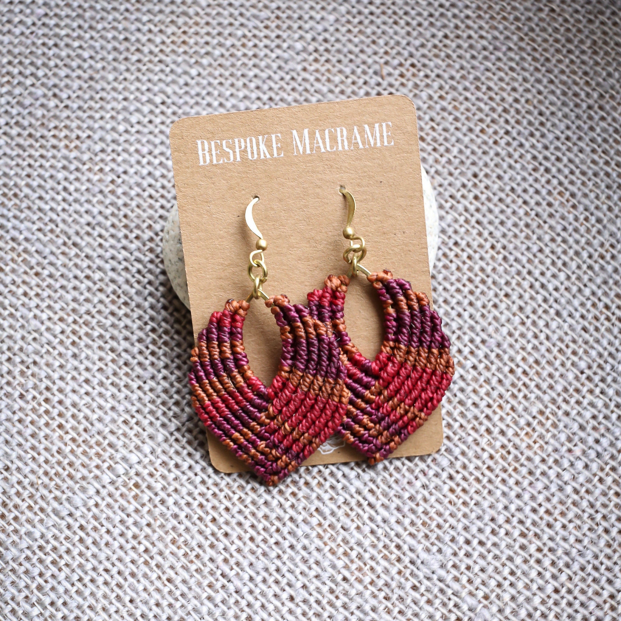 Micro Macrame Leaf Earrings, Handmade, Boho, Chic, Statement Earrings ...