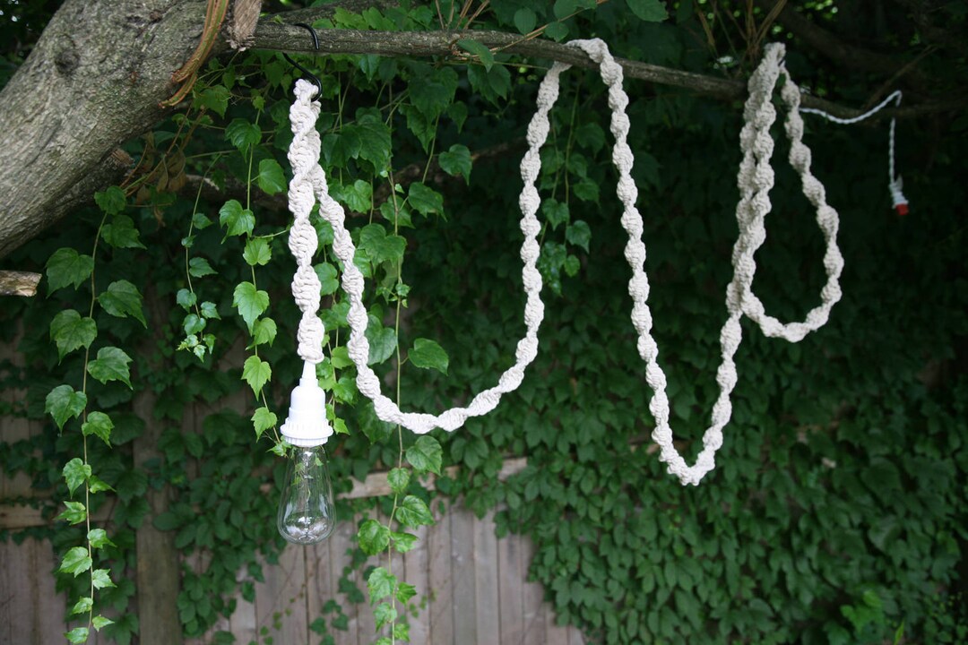 Large Macrame Hanging Pendant Light - Etsy