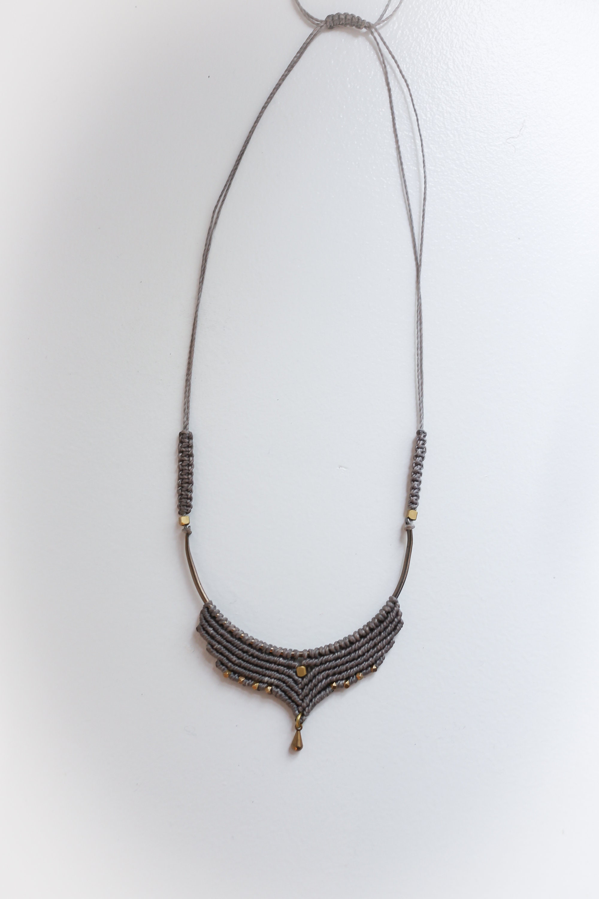 Handmade Micro MACRAME Necklace ADJUSTABLE Length Brass | Etsy