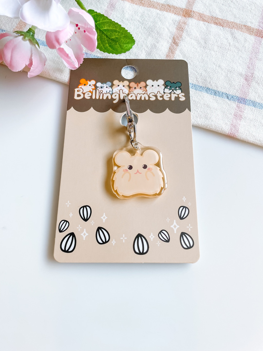 Cream Hamster Keychain, Double Sided, Cute Acrylic Keychain, Cute ...