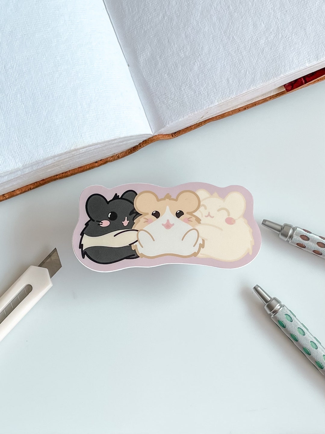 Hamster Hug Sticker, Cute Hamster Sticker, Cute Vinyl Sticker, Kawaii ...