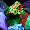 Fluorite Halide Mineral - 3 Unpolished Fluorescent Rock Specimens ...