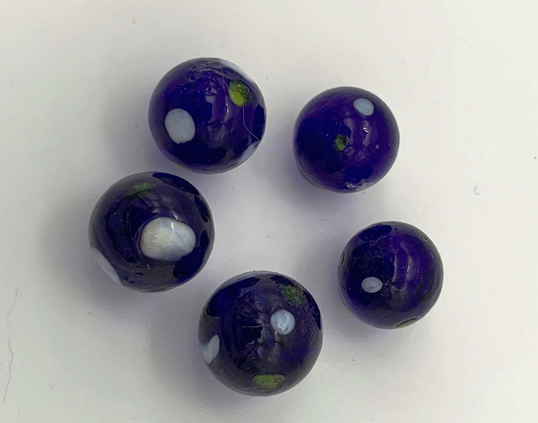 16mm "deep Blue Sea" Art Glass Player Marbles Pack of 5 Recycled Glass ...