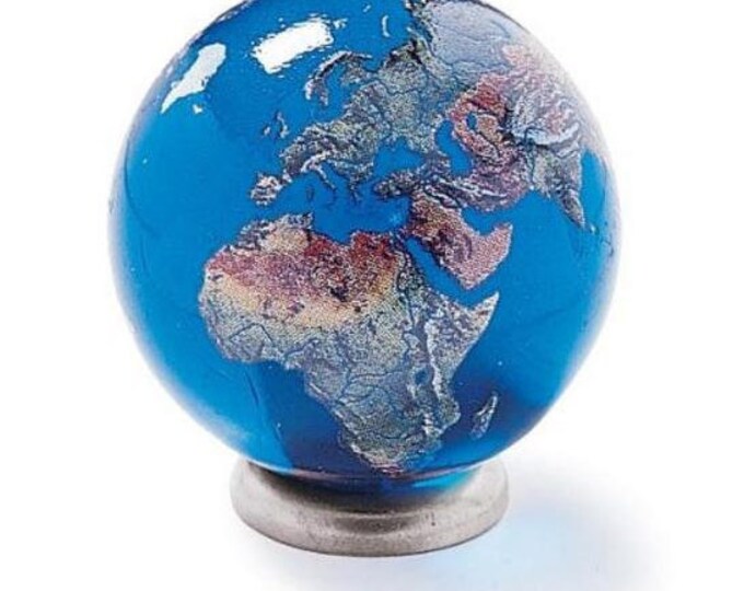 35mm 1.4 Inch Glass Natural Earth Marble W Continents With Stand ...