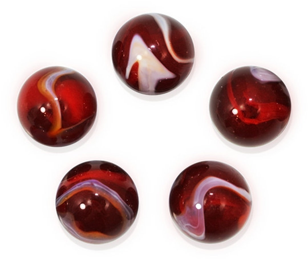 16mm Rooster Glass Player Marbles (5/8 Inch) Pack of 5 Translucent Red ...