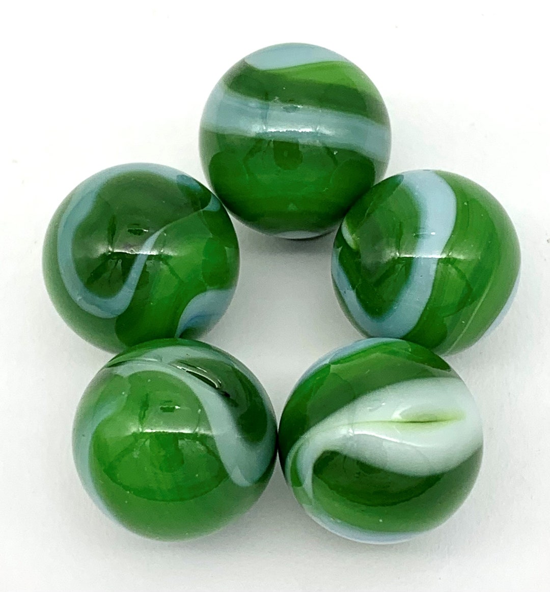 NEW for 2023! Pk of 5 Green Python 16mm 5/8" Glass Mega Marbles Players ...
