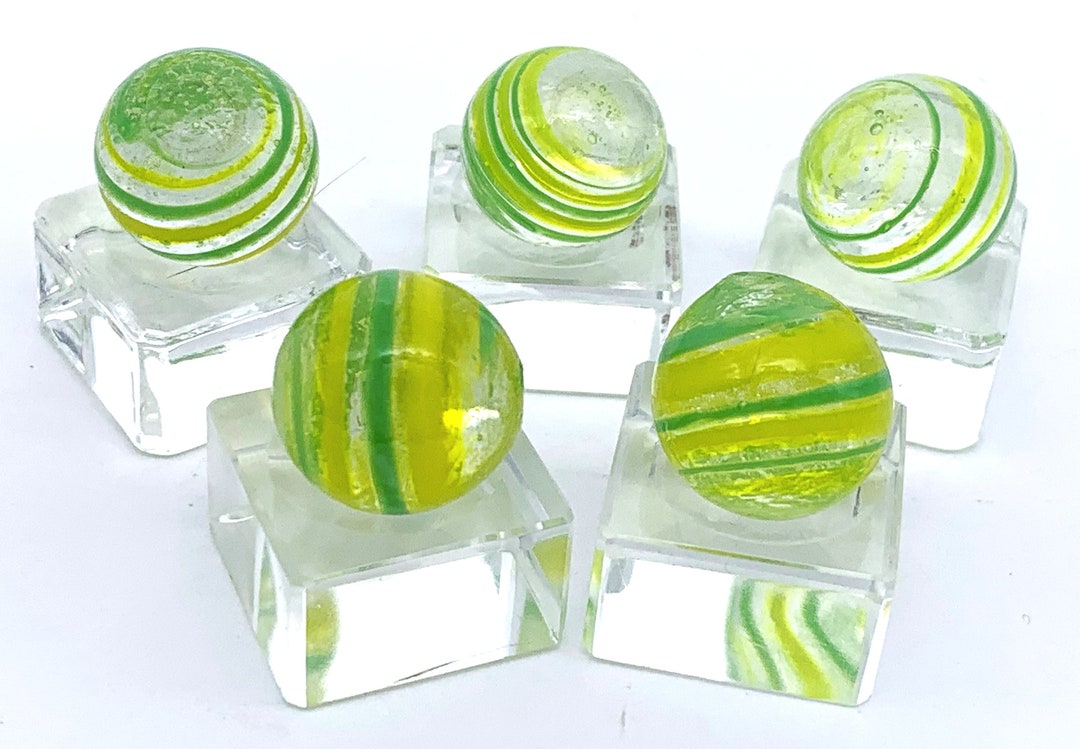 16mm Scaredy Skat Glass Player Marbles Single or Pk of 5 Clear W Yellow ...