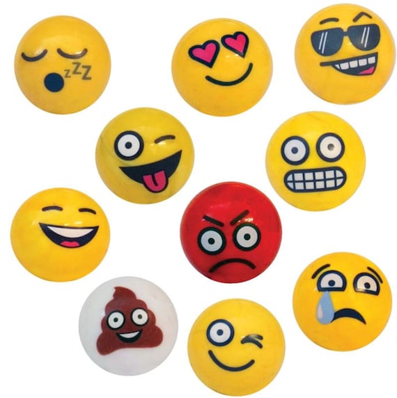 Glass Shooter Moody Marbles 25mm Set of 10 Emoji Faces - Etsy