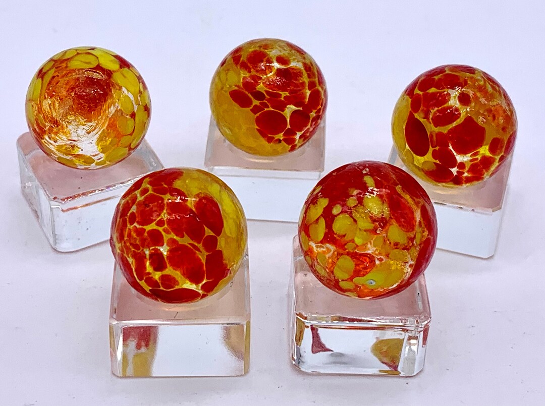 20mm Flame Glass Shooter Marbles Single or Pack of 5 Clear W Red and ...