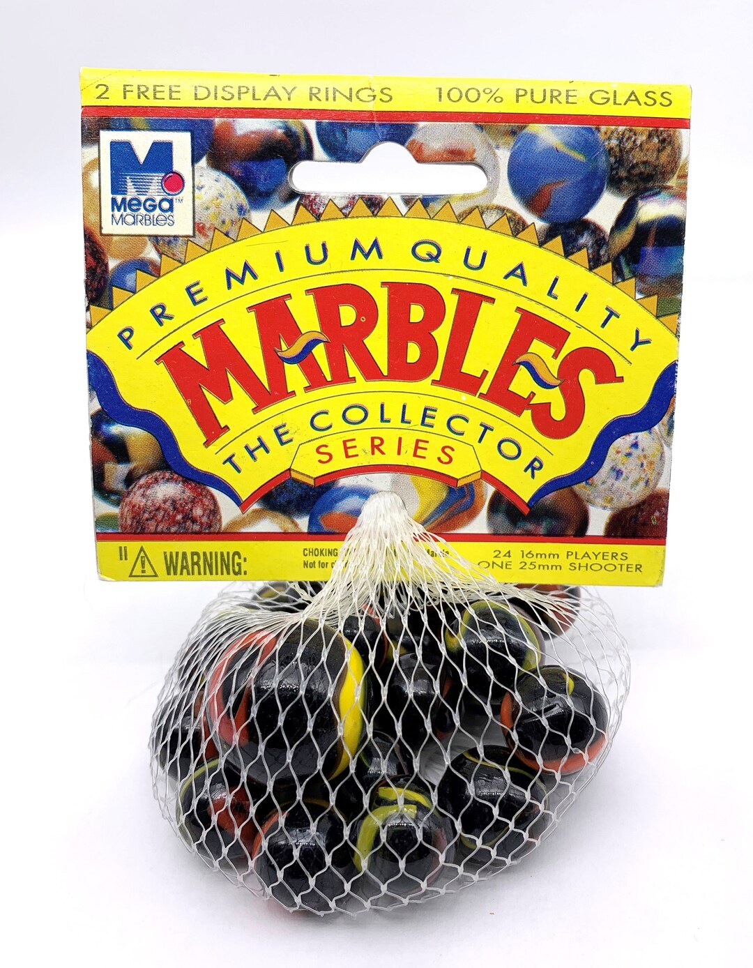 Net Bag of 25 Twisters Collector Series Yellow Label Vintage Glass Mega ...