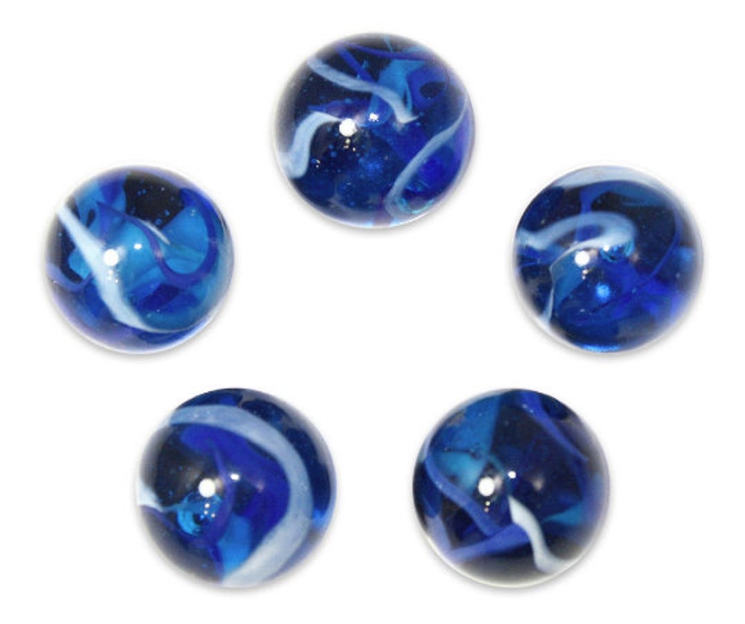 16mm Blue Jay Pack of 5 Player Glass Marble (5/8th") Blue Translucent ...