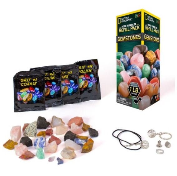 National Geographic Gemstone Refill Kit for Rock Tumbler 9 Stone Varieties Polishing Grit Jewelry Fastenings Instructions Kids Crafting Etsy
