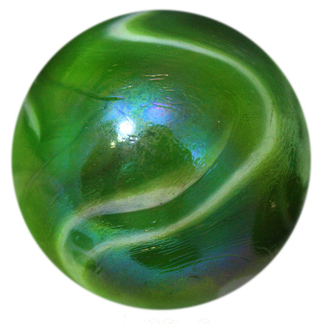 35mm Fungus - 1.4 Inch Giant Glass Marble W Stand - Iridescent Green ...