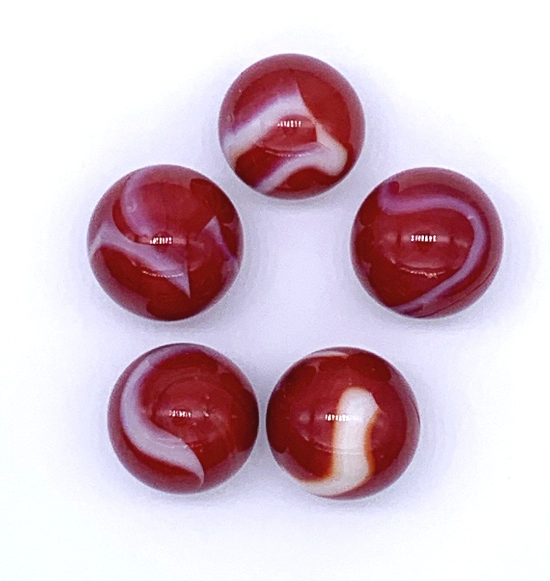 16mm "firefighter Ii" Glass Mega Marble Players Pack of 5 Bright Red ...