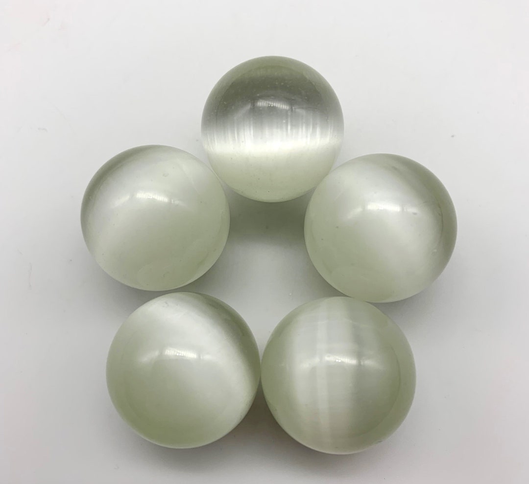 20mm Nimbus White/gray Cat's Eye Marble Fiber Optic Spheres - Pack of 5 ...