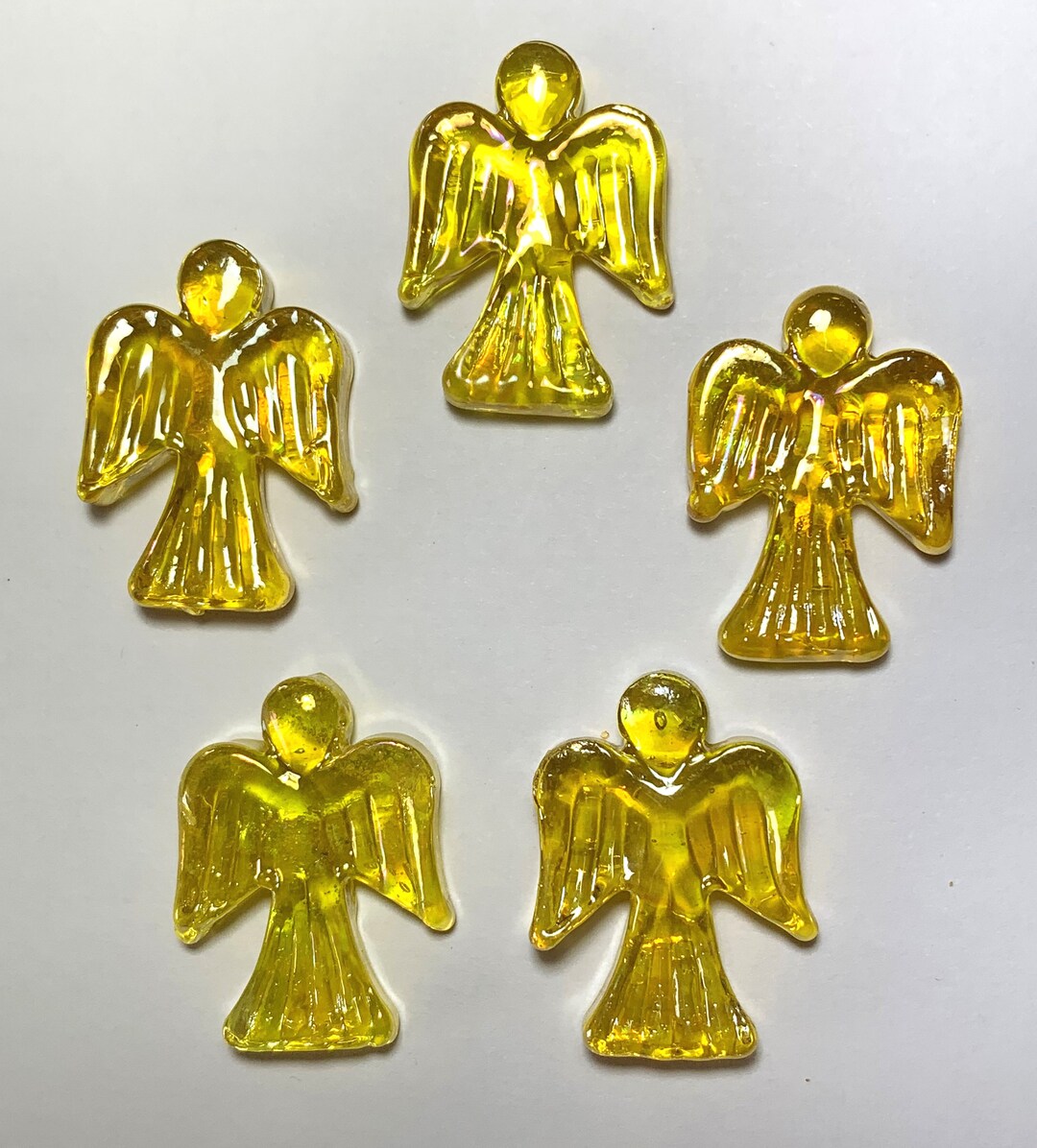 Mini "Yellow Angels" Glass Figurines Pk 5 or 16 Miniature Festive ...