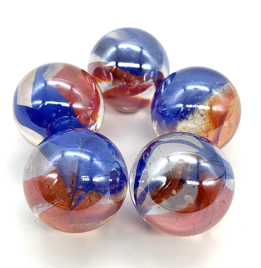 22mm "funfair" Glass Marble (5/8th") Shooters Pack of 5 Iridescent ...