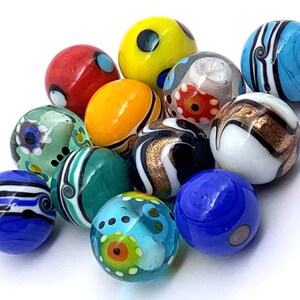 New for 2022!! 22mm Handmade Art Glass Marbles Set of 12: 4 Riptide, 3 ...