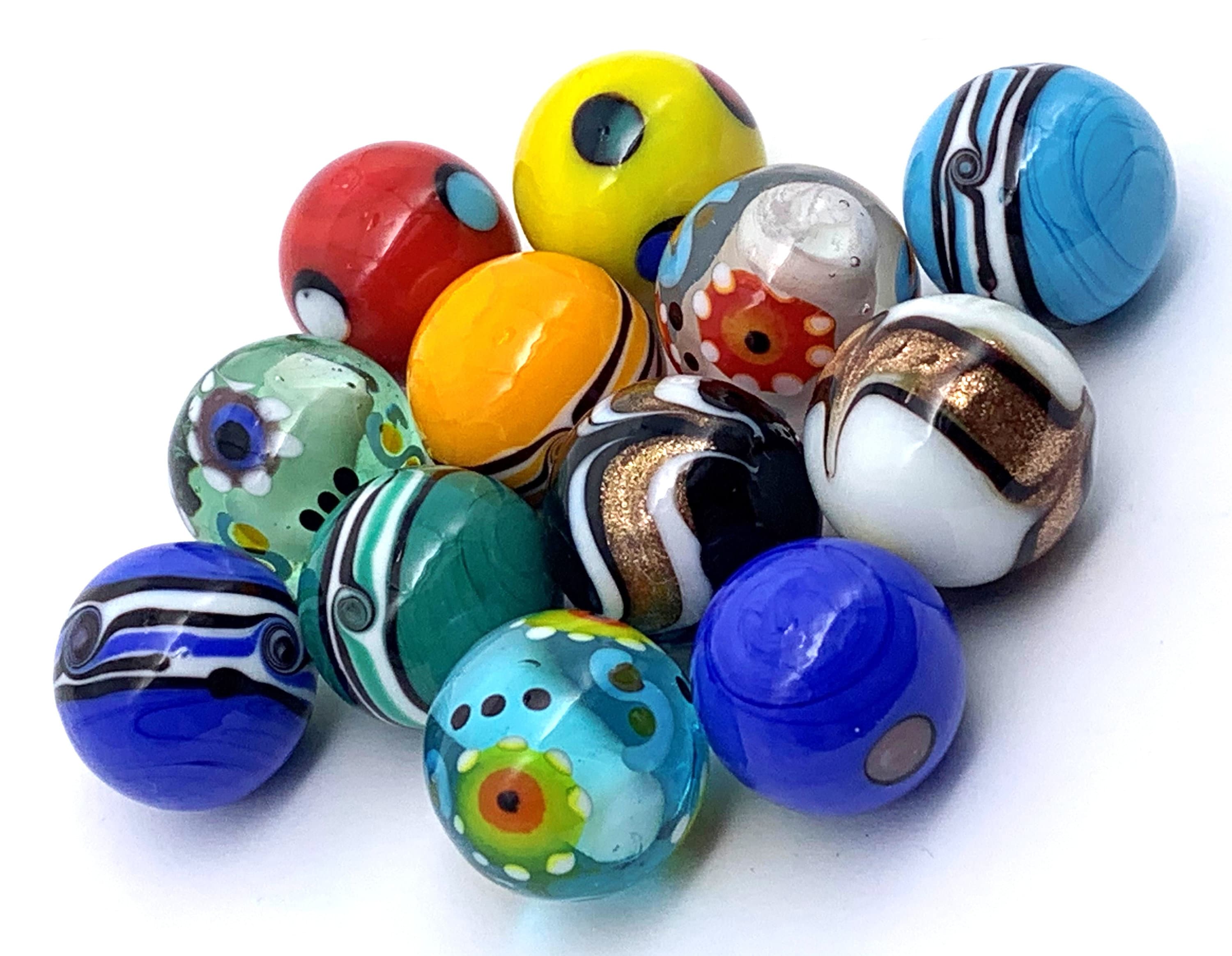 New for 2022 22mm Handmade Art Glass Marbles Set of 12: 4 - Etsy