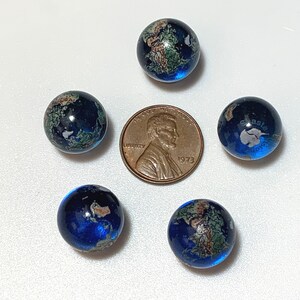 14mm Natural Earth Blue Glass Marbles Hand Applied Artglass Choice: Pk ...