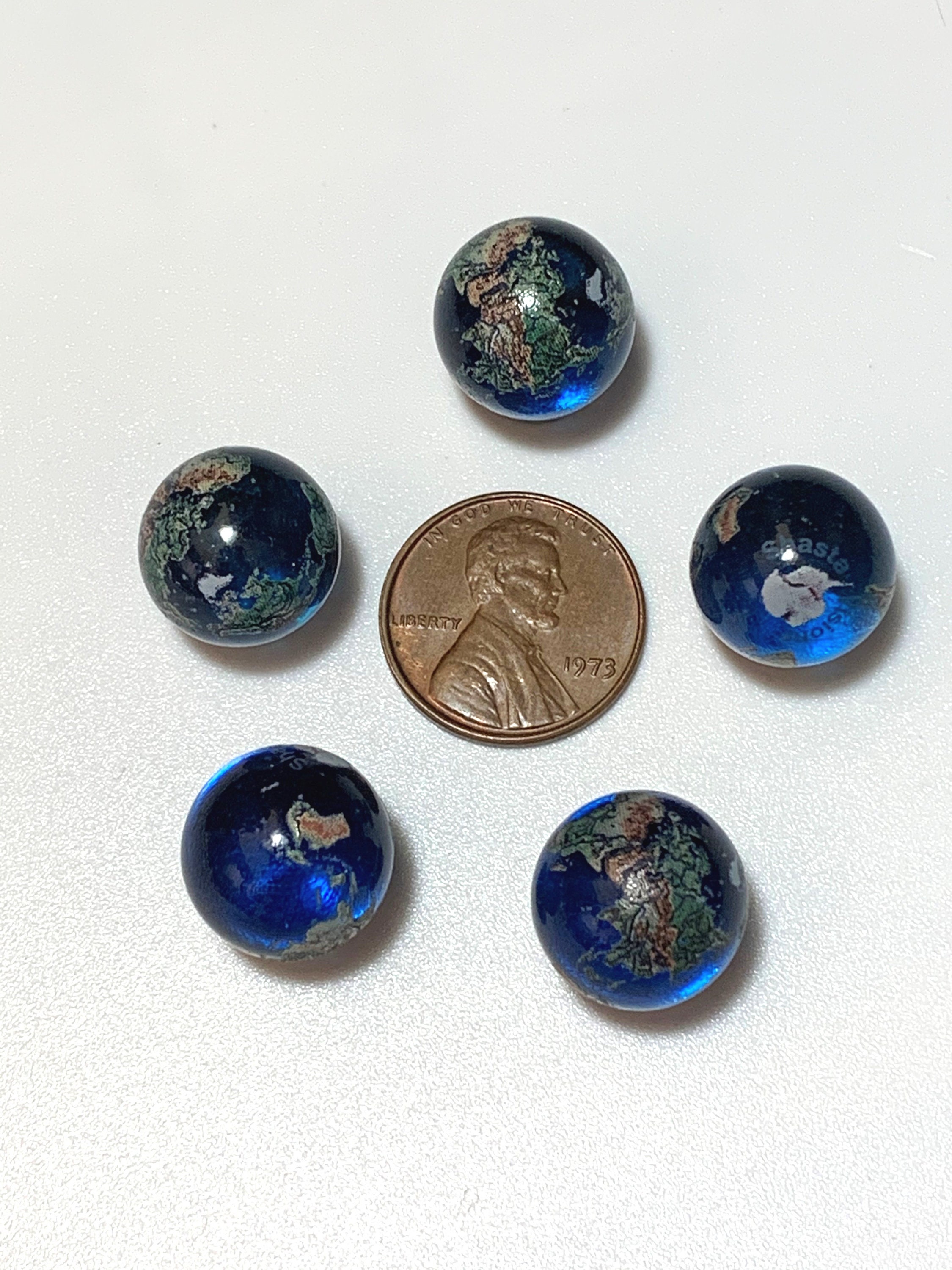 14mm Natural Earth Blue Glass Marbles Hand Applied Artglass - Etsy
