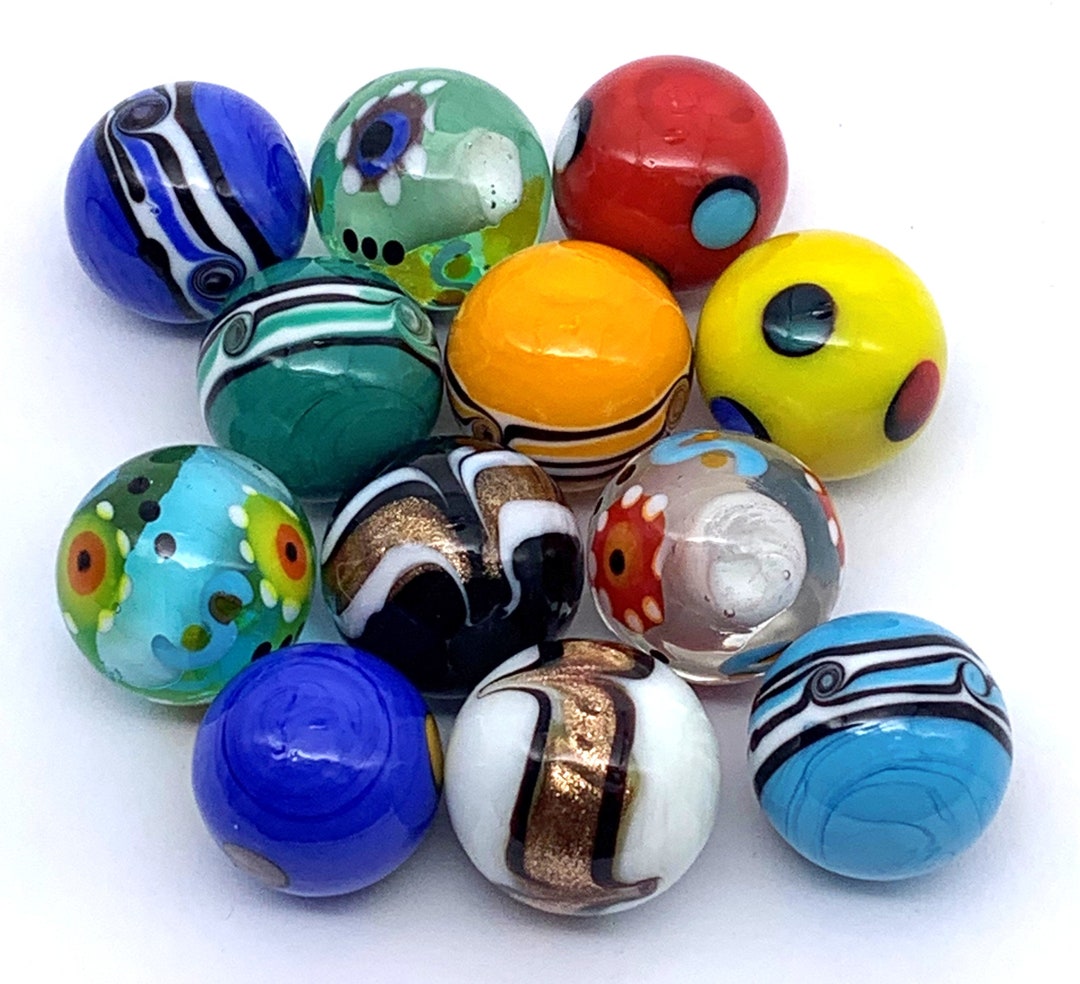 New for 2022!! 22mm Handmade Art Glass Marbles Set of 12: 4 Riptide, 3 ...