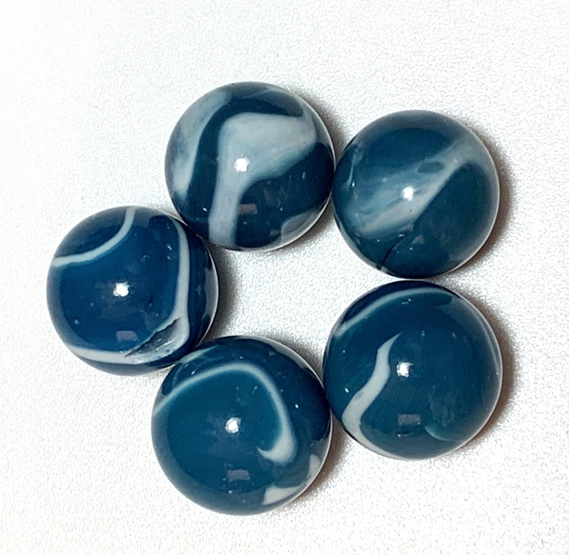 25mm "hippo" (1") Glass Marble Shooters Pack of 5 Opaque Dark Blue Base ...