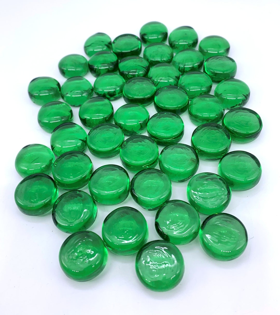 Dark Green Round Flat Glass Gems 3/4