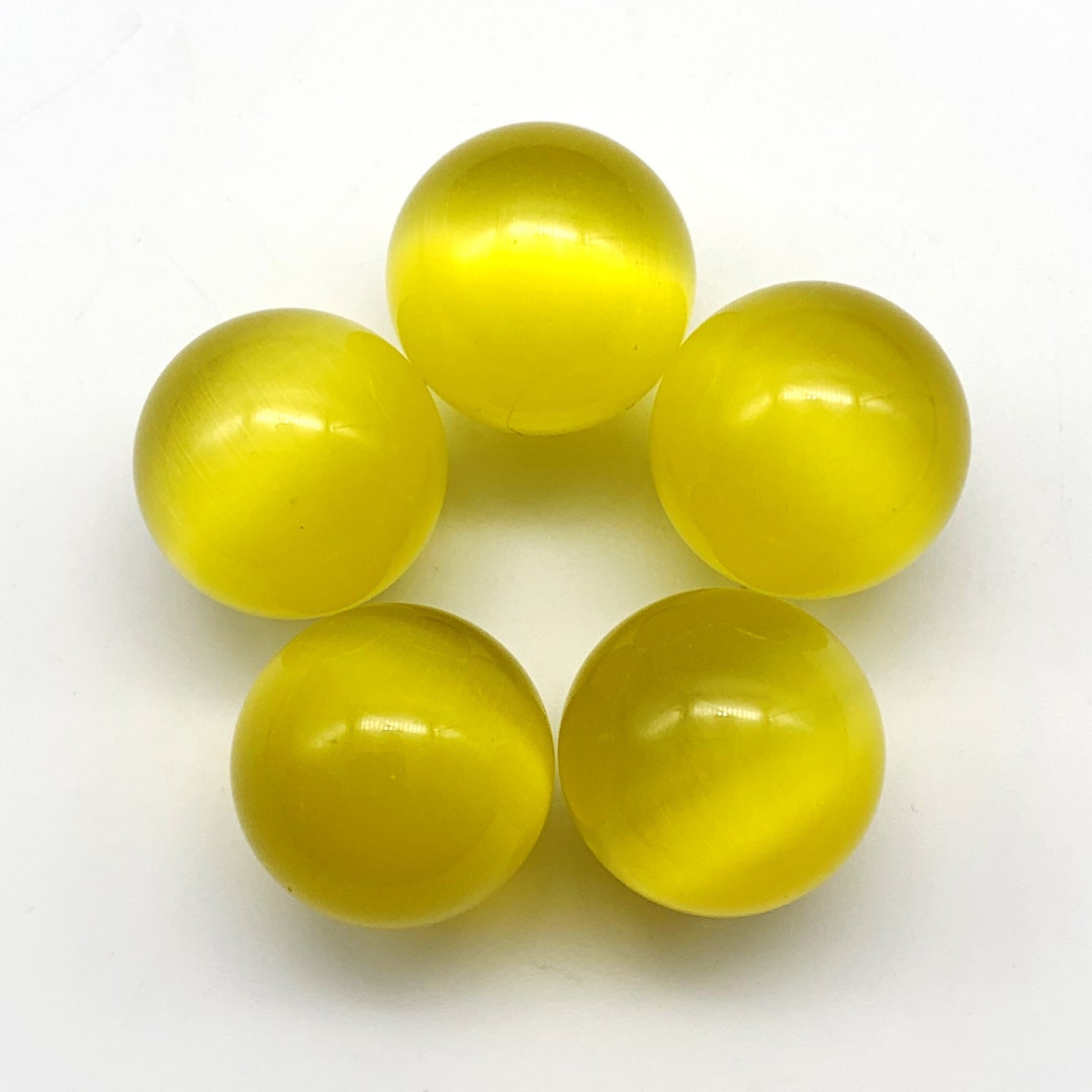 18mm Nimbus Yellow Cat's Eye Marble Fiber Optic Spheres - Pack of 5 ...