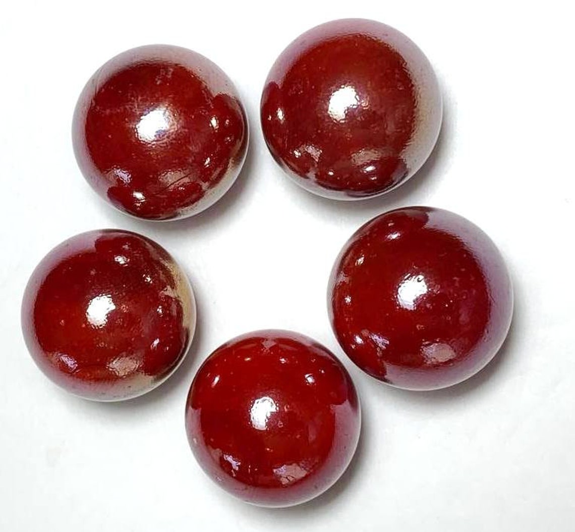 16mm Pk of 5 Lustered Opaque Ruby Glass Player Marbles | Etsy