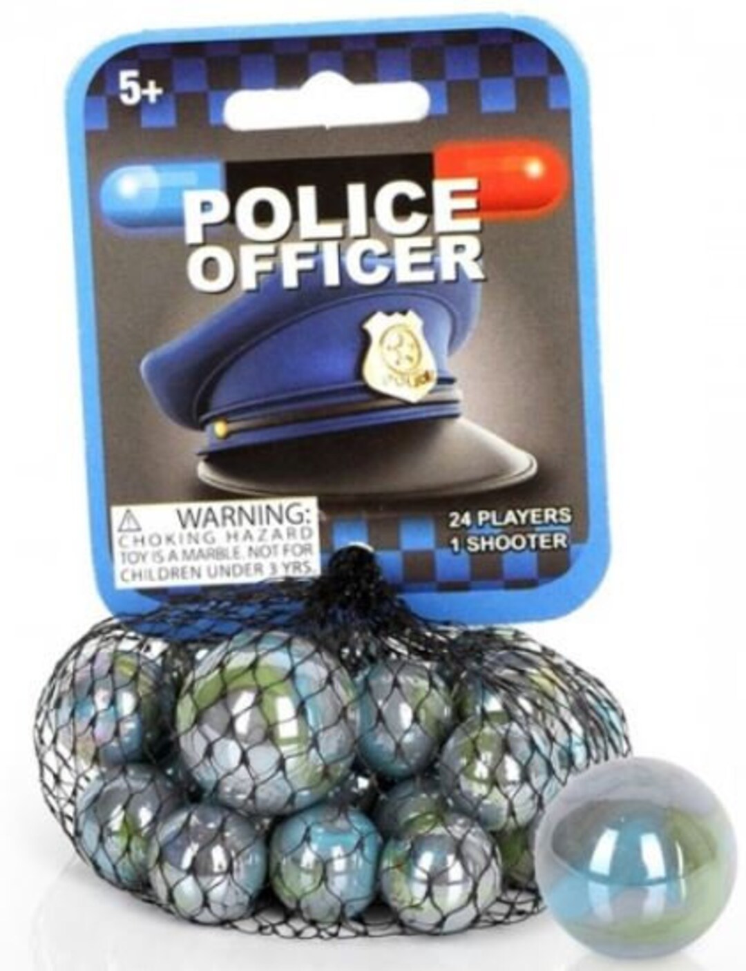 Net Bag of 25 "police Officer" Glass Mega Marbles Iridescent Gray Green ...
