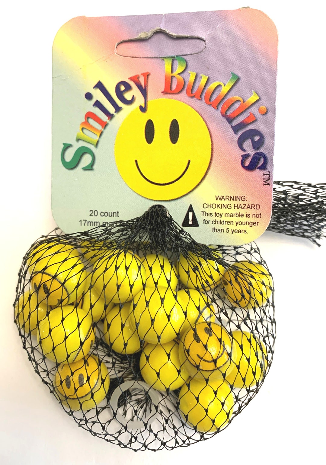 Net Bag of 20 smiley Buddies Glass Mega Marbles Players 17mm Yellow ...