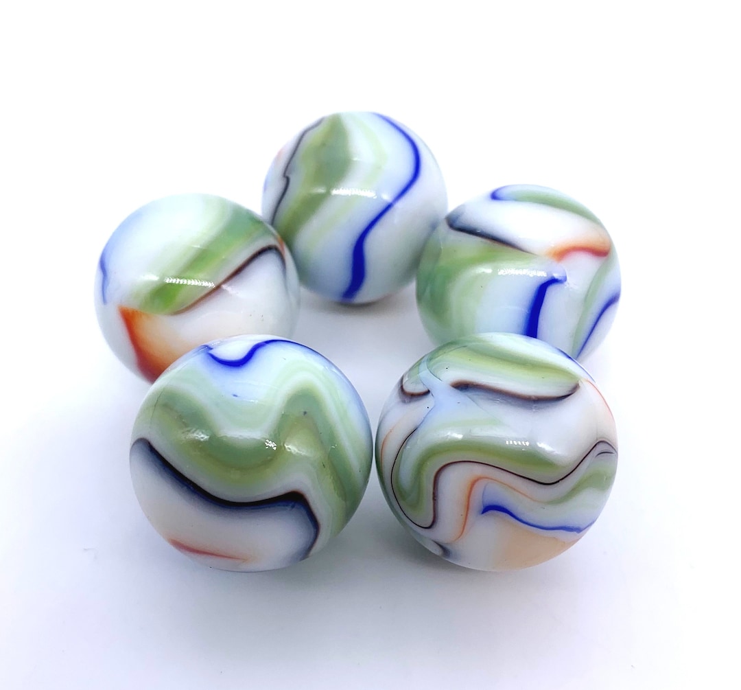 25mm "hurricane" Glass Shooter Mega Marbles Pk of 5 (1") - Opaque White ...