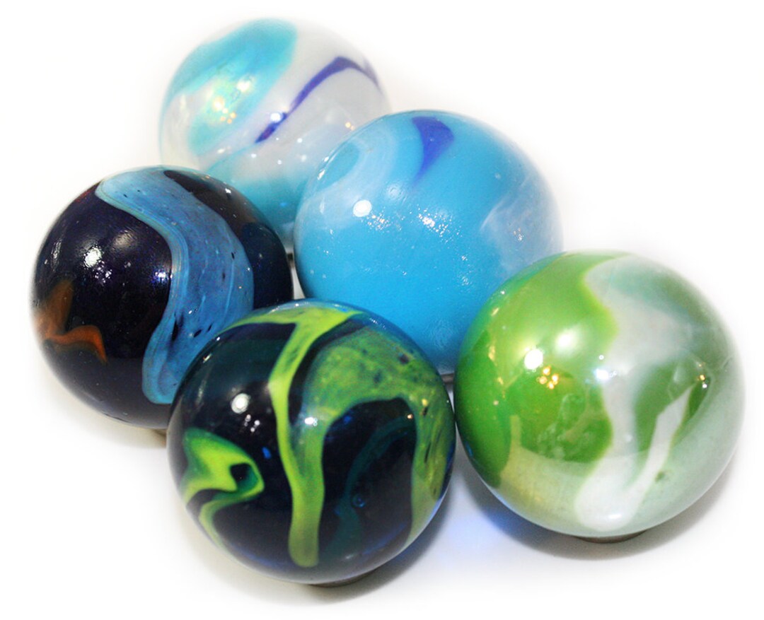Set of 5 Massive Collectible 42mm Glass Marbles the Aquatic Set Shark ...