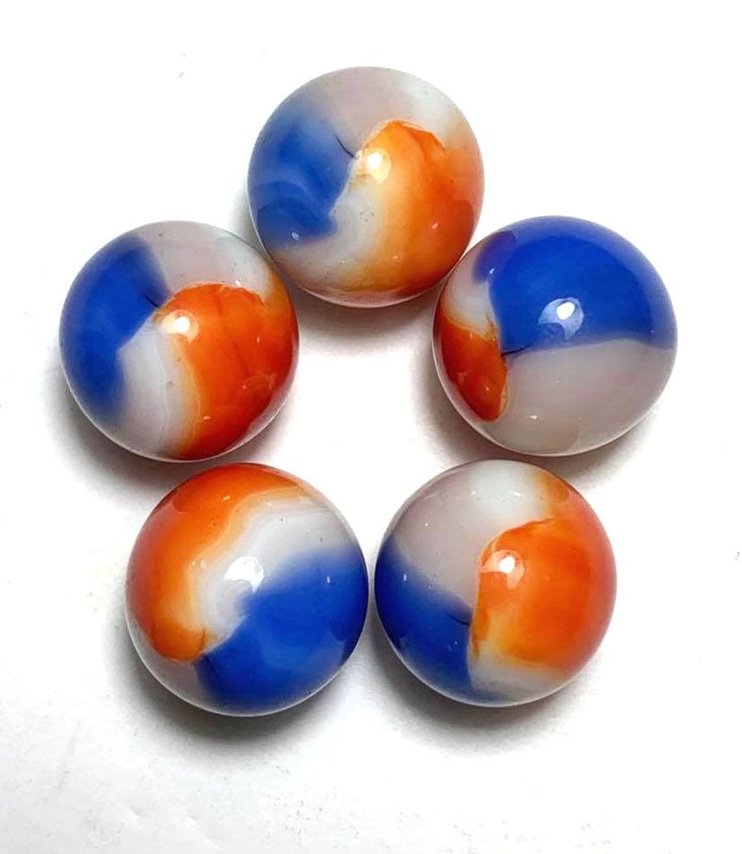 Patriot 18mm Glass early Edition Player Marbles Pack of 5 Shiny Orange ...