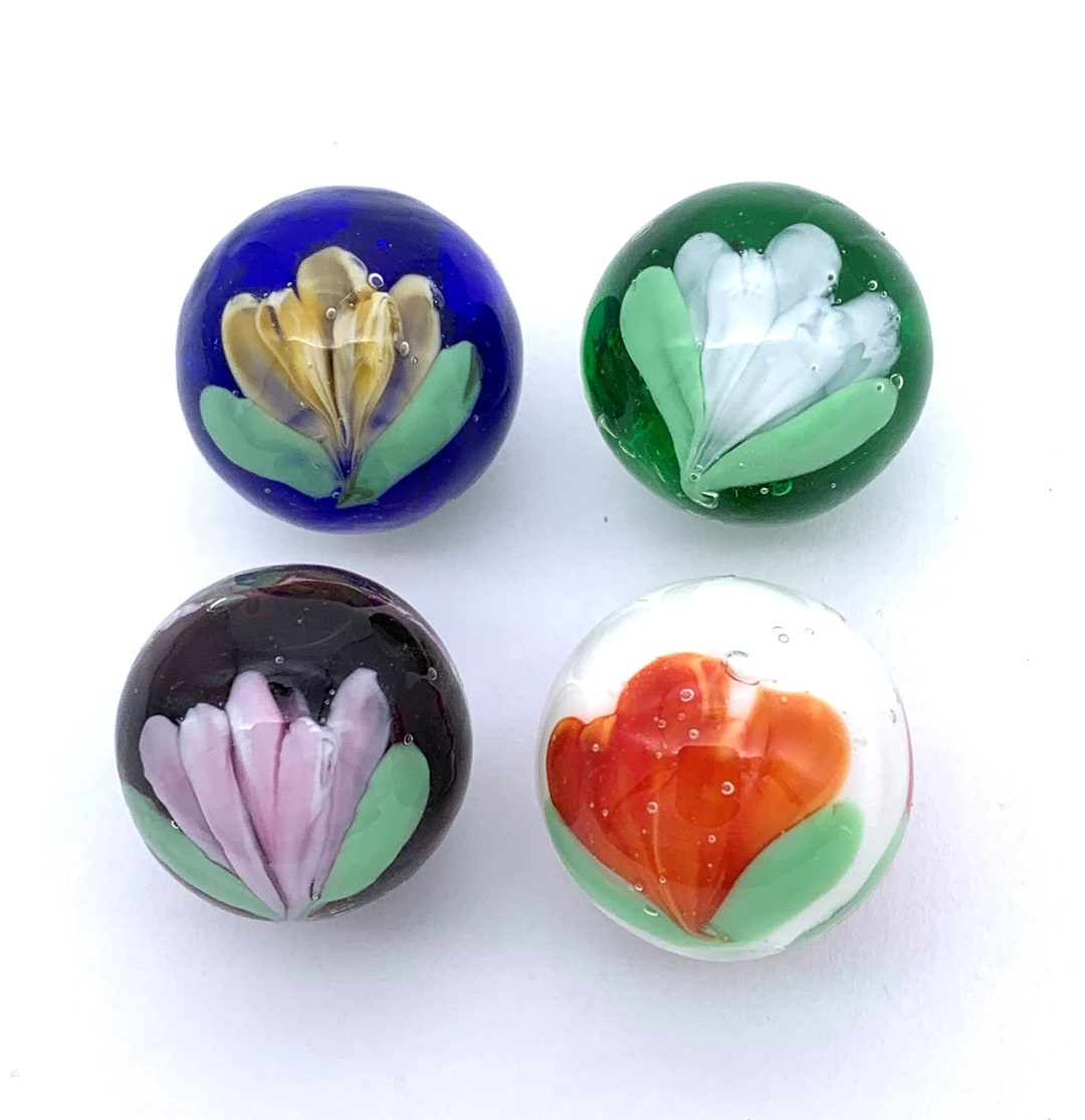 New for 2023! Crocus 22mm Handmade Art Glass Shooter Marbles 7/8 ...