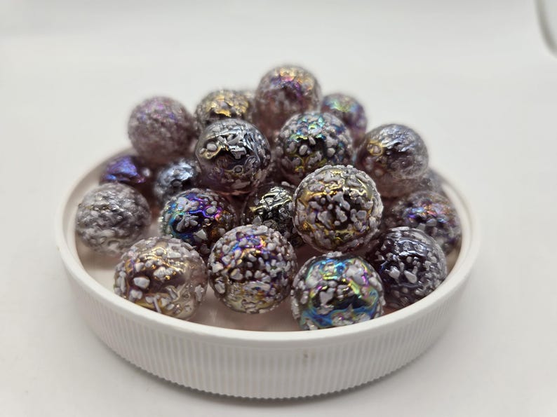 NEW FOR 2025! 16mm Snowball Marble ~5/8" Vacor Dark Iridized Frit ...