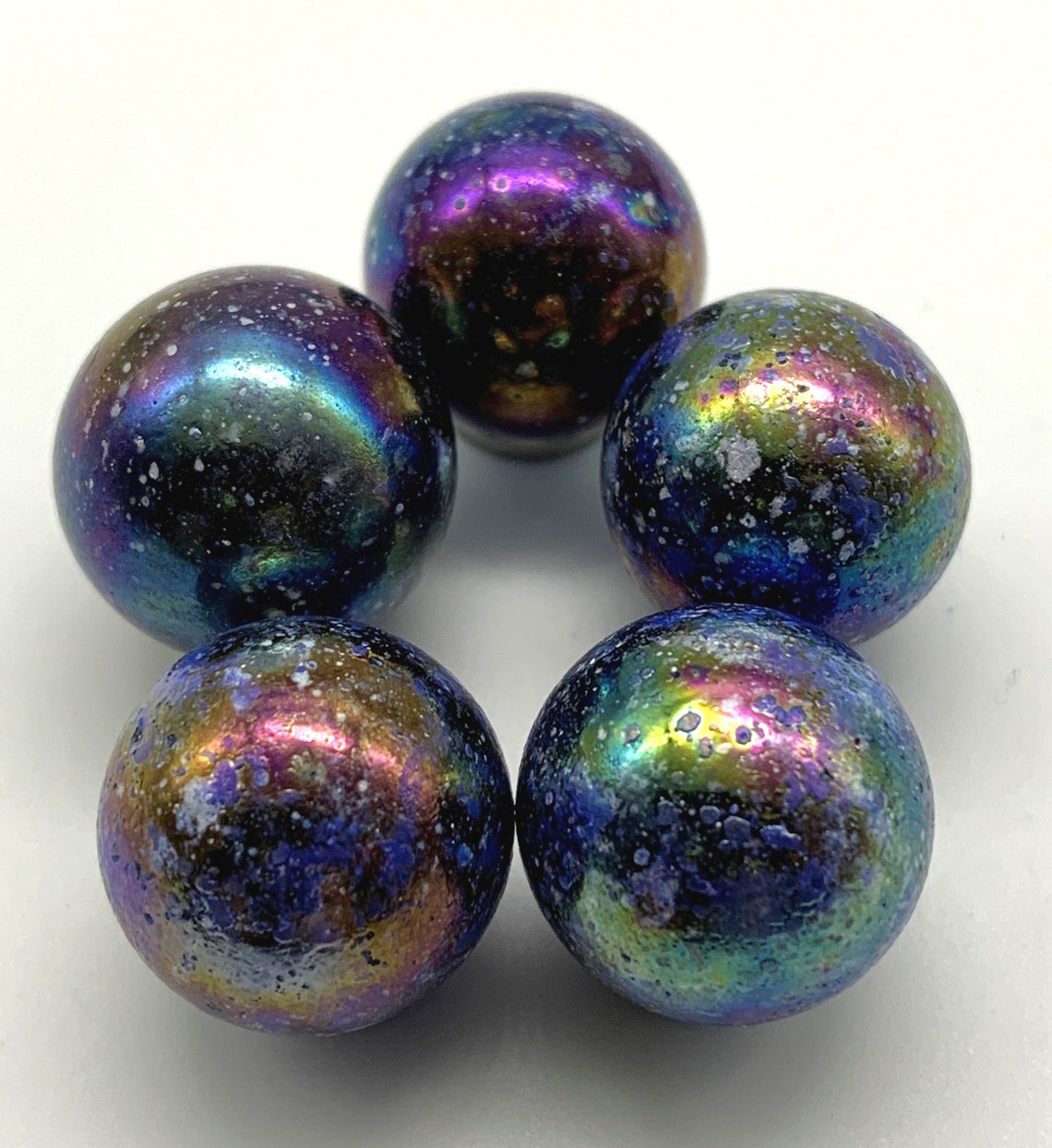 16mm "jupiter" Glass Marble (5/8th") Players Pk of 5 Iridescent ...