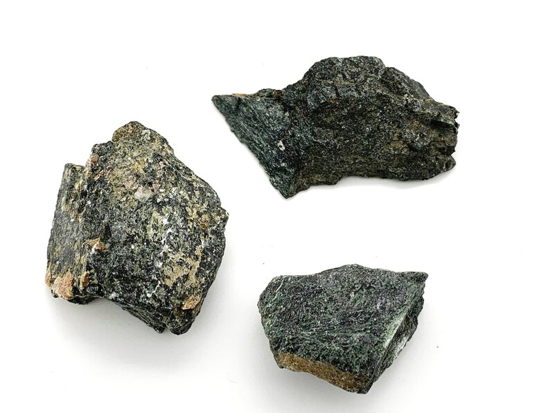 Augite,- 3 Unpolished Rock Specimens - Measures 1 - 2 Inches on Longest ...