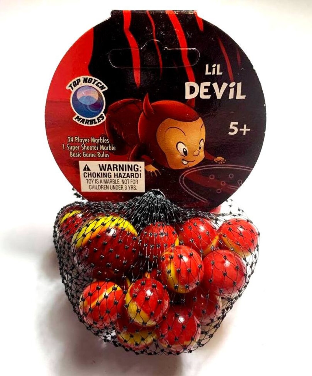 Net Bag of 25 "lil Devil" Glass Mega Marbles 24 Players and 1 Shooter ...