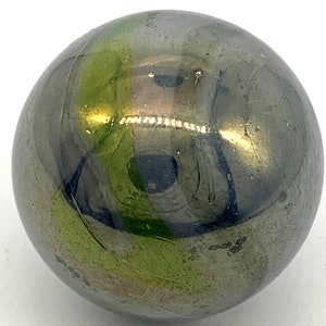 Massive 42mm Thunderbolt 1.65" Glass Marble Reflective Silver / Gray W ...