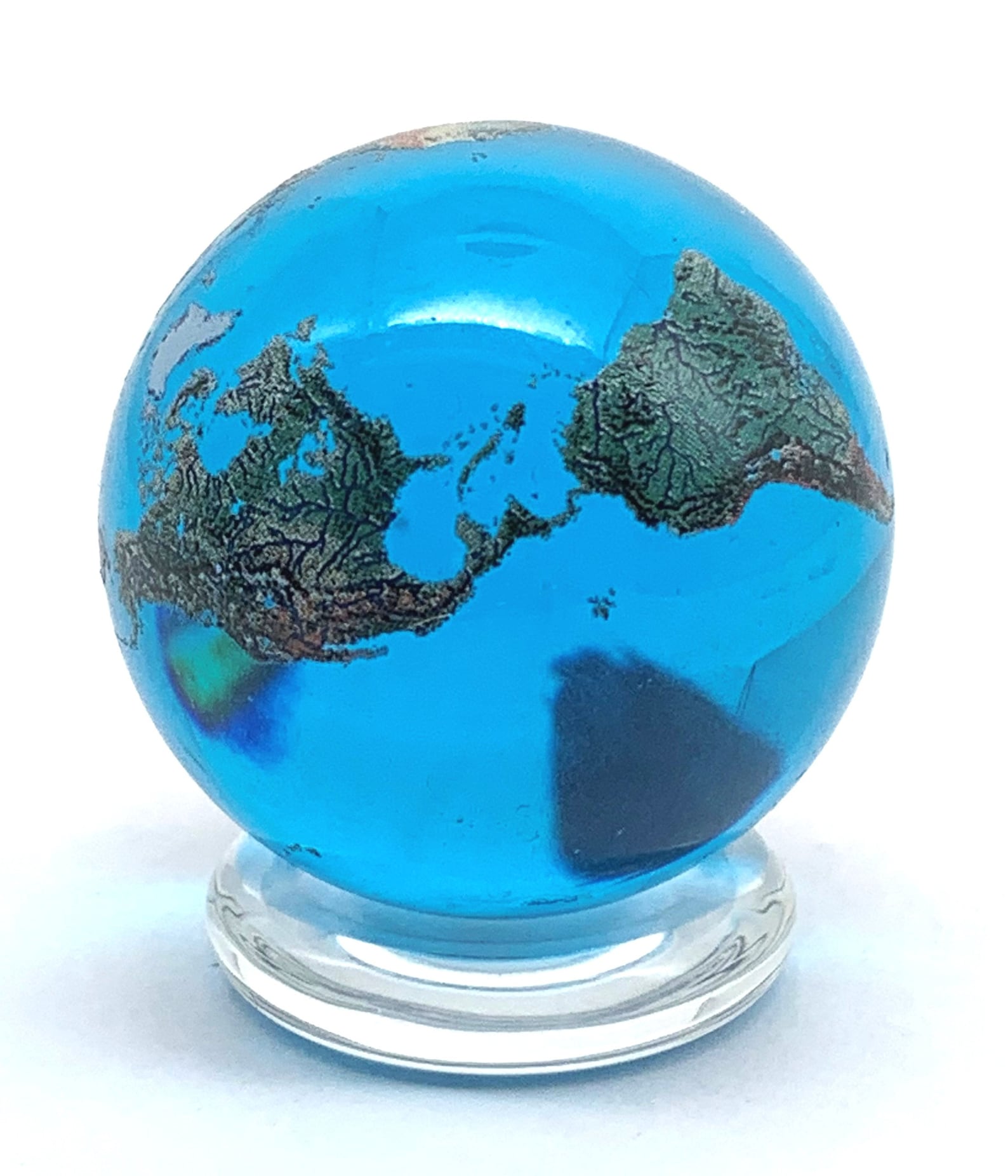 Aqua Crystal Earth Sphere Marble & Stand 35mm W/ Natural - Etsy