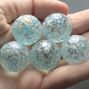 22mm "snowflake" Marble Shooters (7/8 Inch) Pack of 25 Iridescent Clear ...