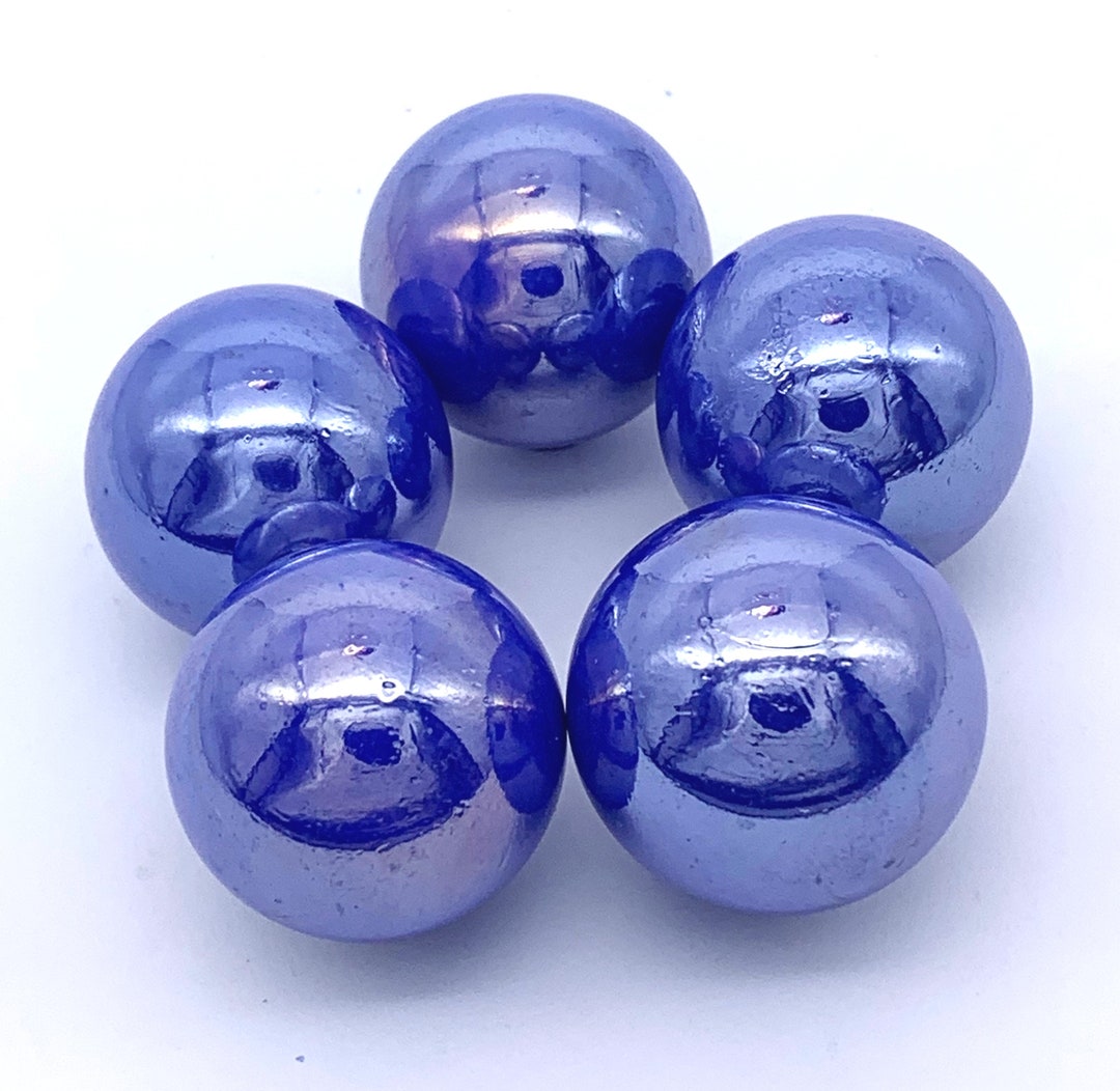 25mm Pearly Glossy Blue Shooter Marble Glass House of Marbles Pack of 5 ...
